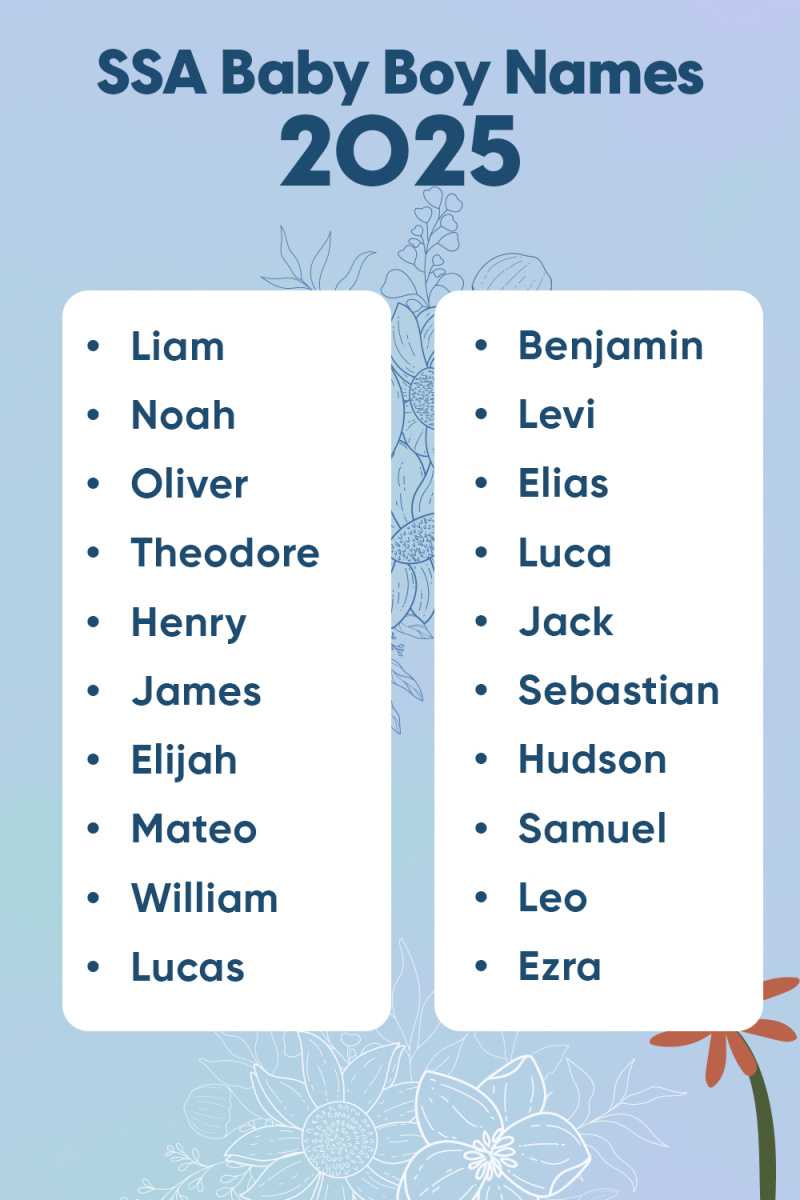 SSA 2025 Rankings: Most Popular Baby Boy Names in the United States