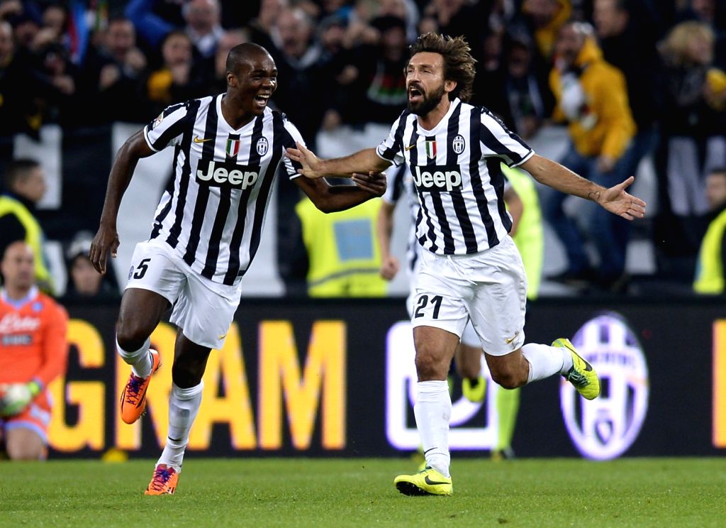 Juventus Andrea Pirlo celebrates scoring during the Italian Series A ...