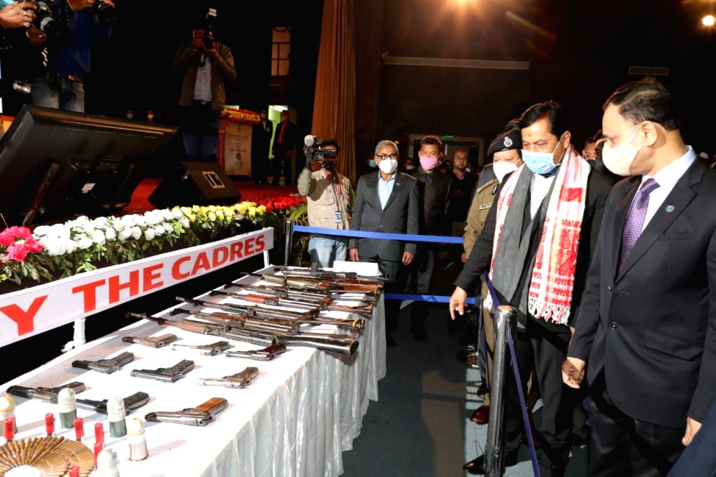 64 terrorists of 4 outfits surrender before Assam CM Sonowal
