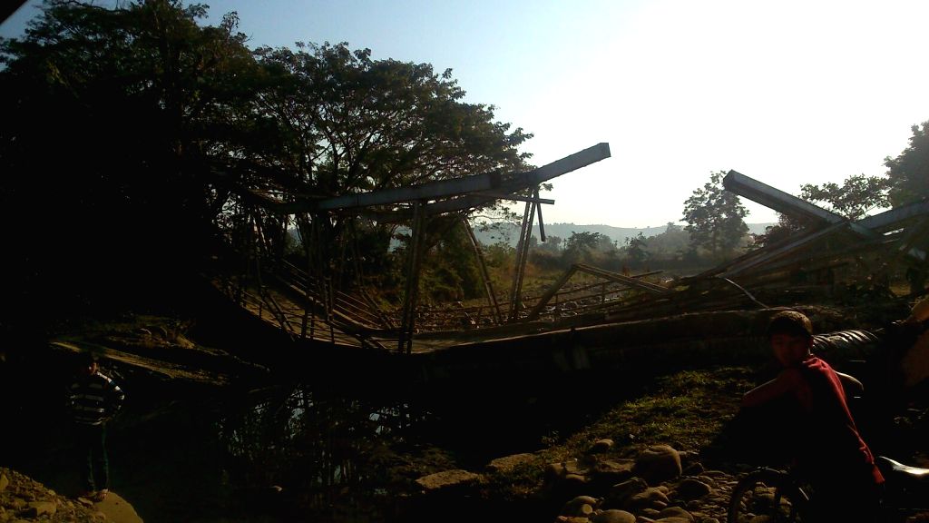 Bridge collapses due to earthquake