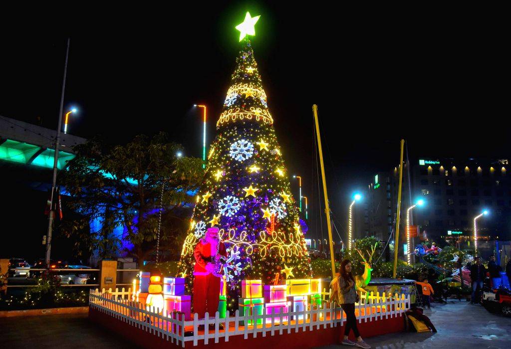 A christmas tree decorated as part of upcoming Christmas day celebration