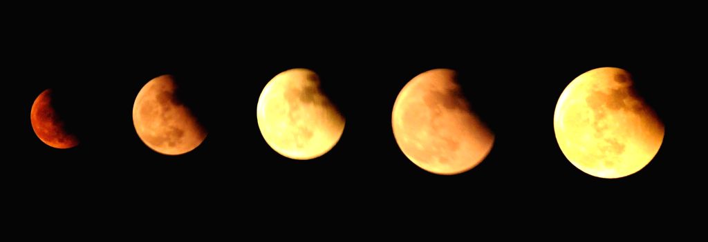 Kolkata :A combo image of Moon covered by the earth's shadow during ...