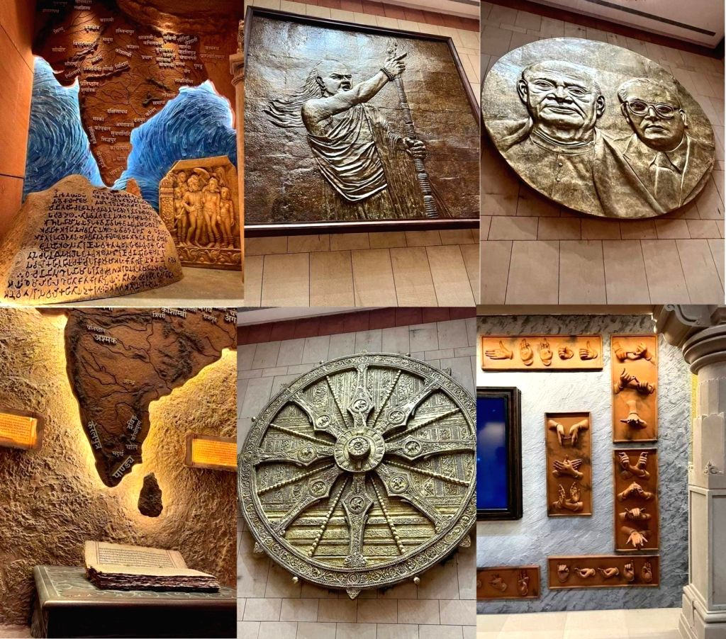 : New Delhi: A combo picture of the artifacts installed inside the new ...