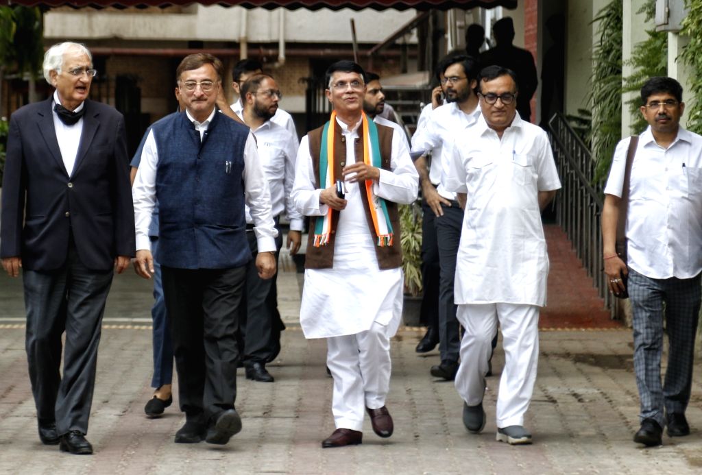 New Delhi : A delegation from the Congress Party came out after meeting ...