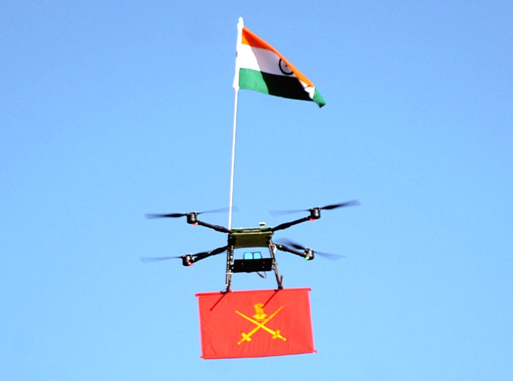 A drone of Army flies-past during the 75th Army Day celebrations