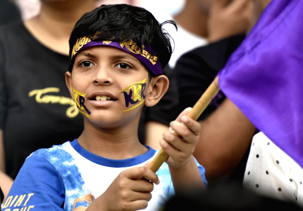 Kolkata : A KKR fan cheers during the IPL 2023