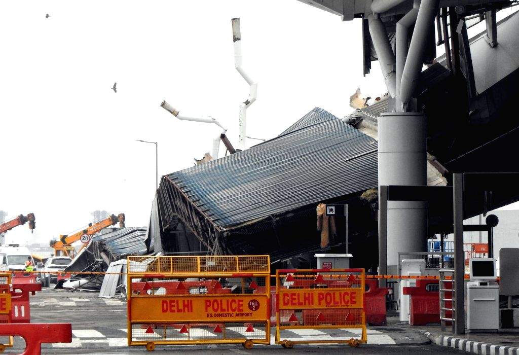 A roof collapsed at Terminal-1 of Delhi airport after heavy rainfall