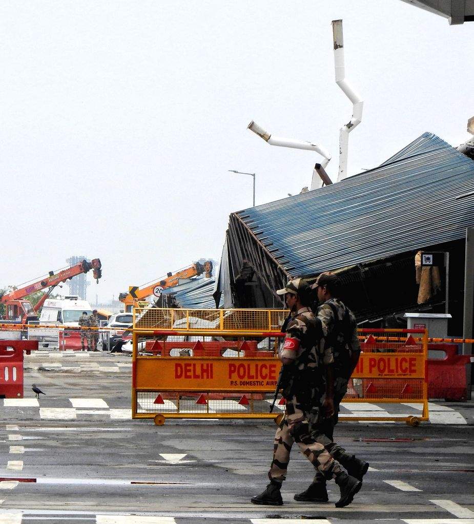 A roof collapsed at Terminal-1 of Delhi airport after heavy rainfall