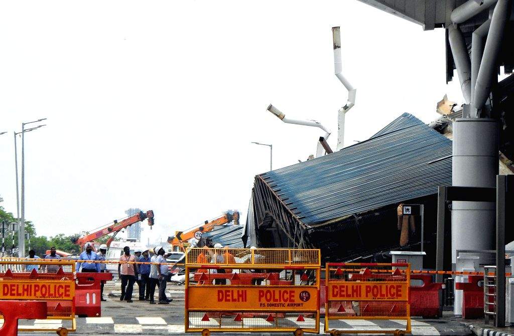 A roof collapsed at Terminal-1 of Delhi airport after heavy rainfall