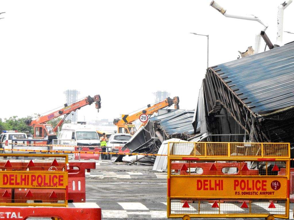 A roof collapsed at Terminal-1 of Delhi airport after heavy rainfall
