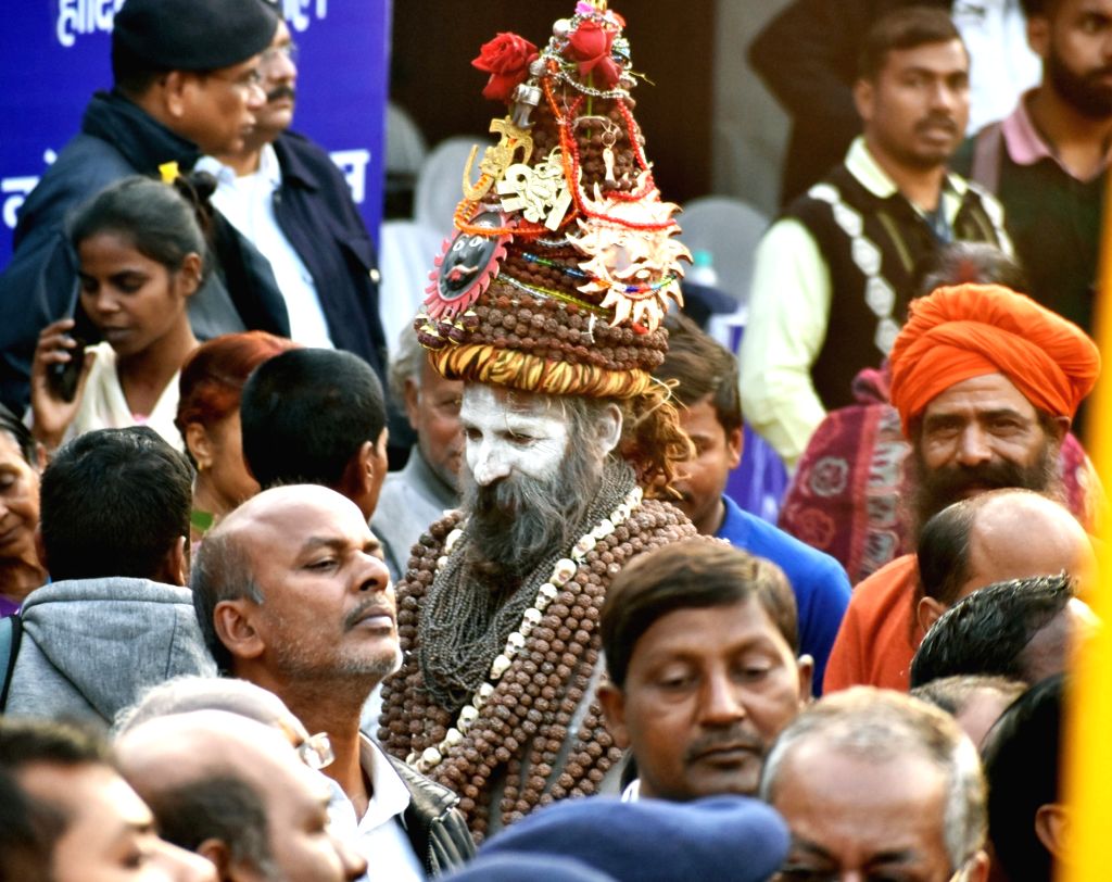 A Sadhu among people at the Ganga Sagar Mela