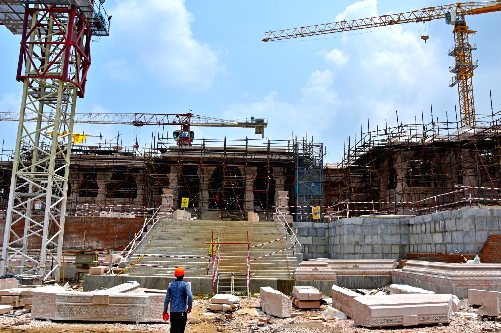 A view of the construction site of Ram Mandir