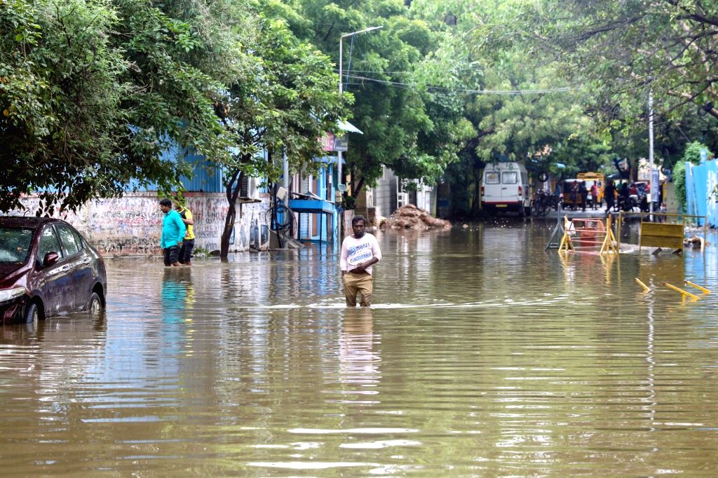 A view of the flooded area due to incessant rain