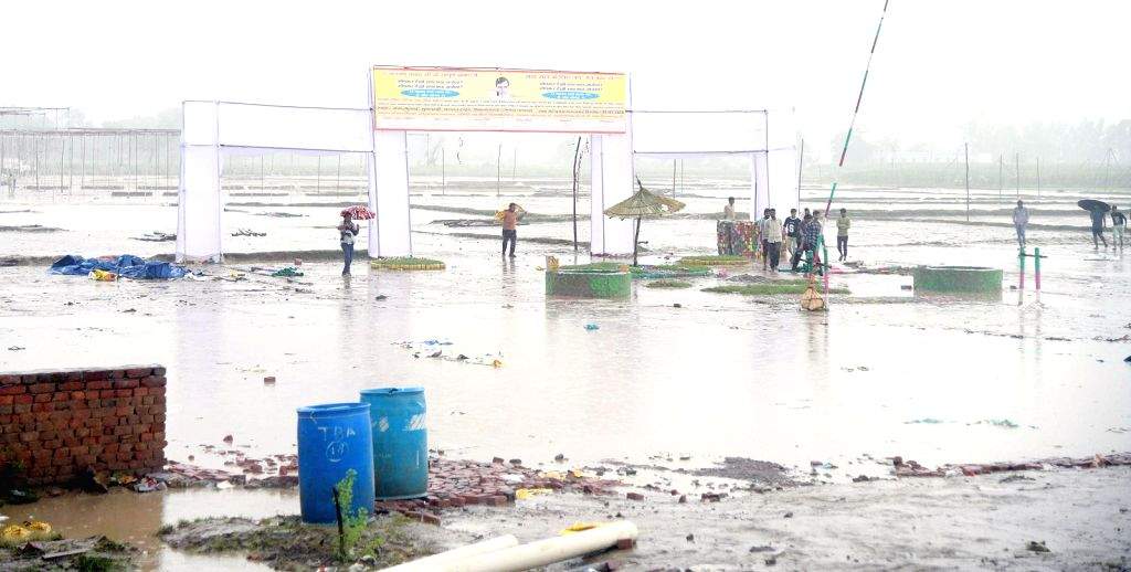 A view of the Hathras stampede incident site where 121 people died ...
