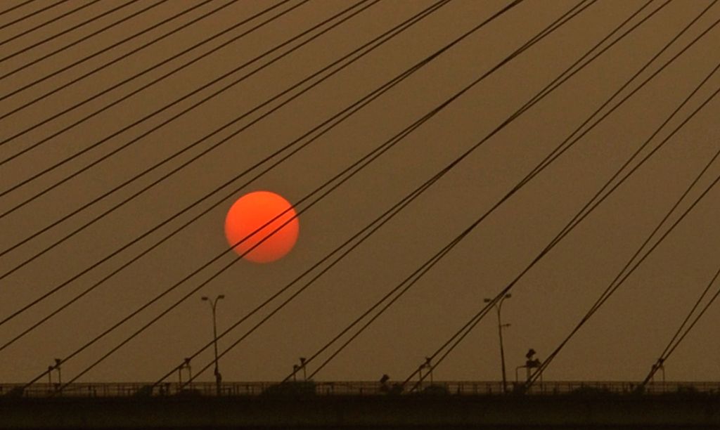 A view of the last sunset on the eve of New Year 2022