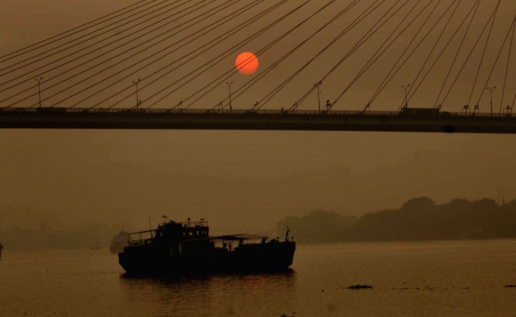 A view of the last sunset on the eve of New Year 2022