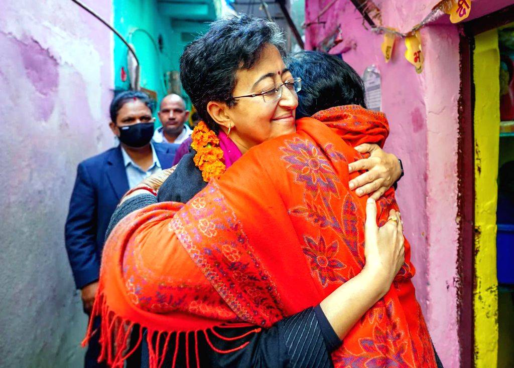 Aam Aadmi Party (AAP) leader Atishi leads a door-to-door campaign