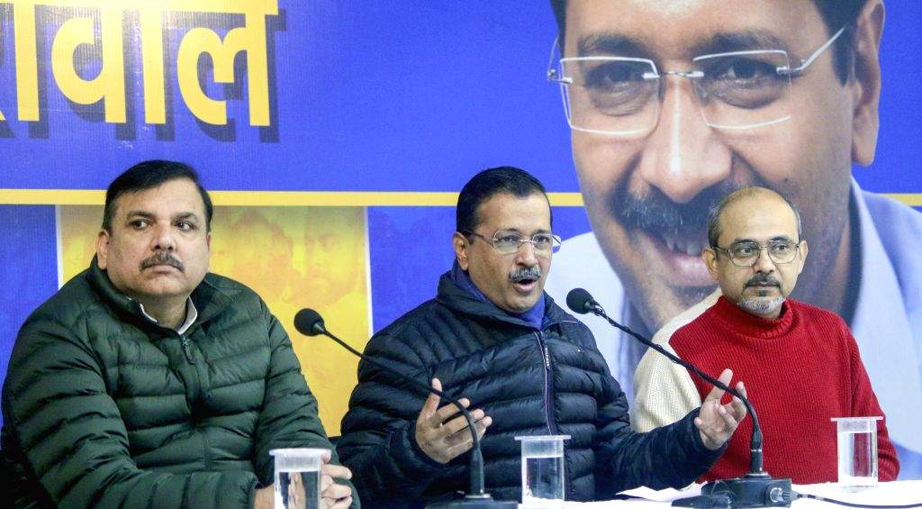 Aam Aadmi Party National Convener Arvind Kejriwal addresses a press ...