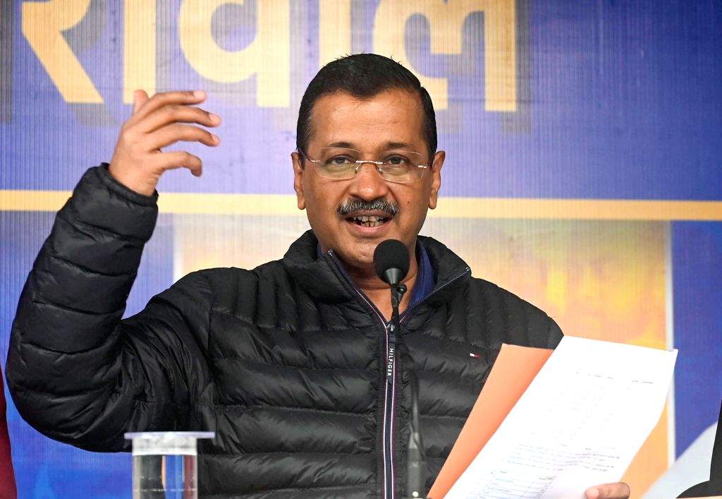 AAP National Convener Arvind Kejriwal addresses a press conference