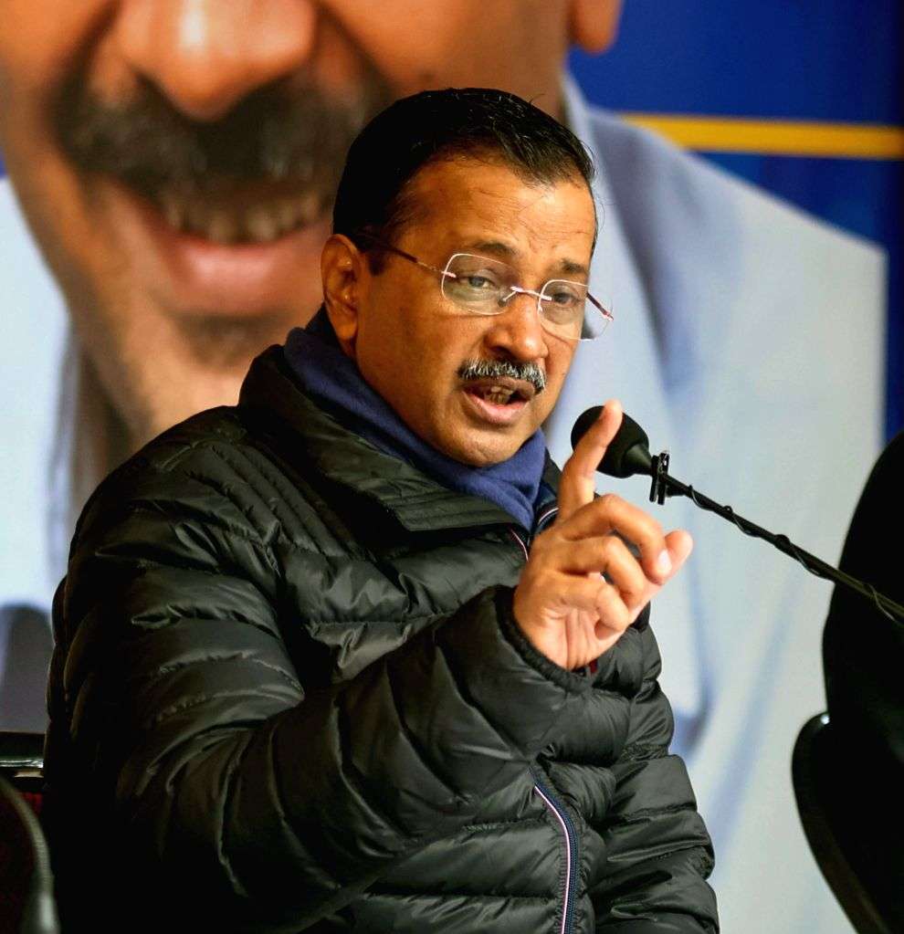 AAP National Convener Arvind Kejriwal addresses a press conference