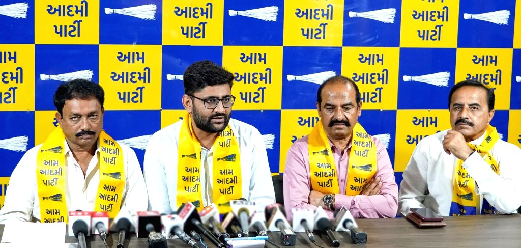 : Ahmedabad: AAP State President Gopal Italia addressing a press conference