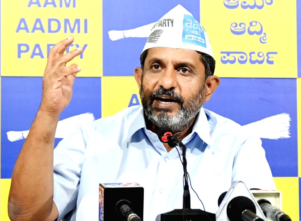 AAP State President Prithvi Reddy addresses during the release of party ...