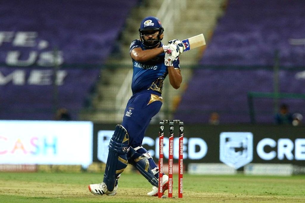 File Photo: Rohit Sharma captain of Mumbai Indians plays a shot during ...