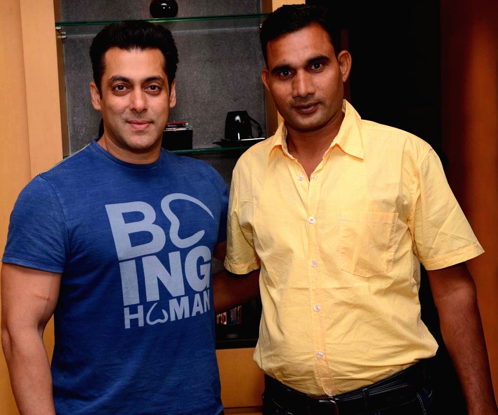 Salman Khan with the winner of 'Get Your Kick with Suzuki' Contest