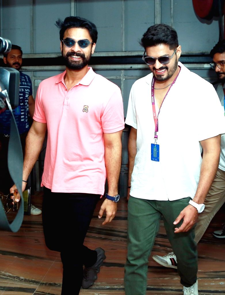 Actor Tovino Thomas arriving to watch his film The Quarrel
