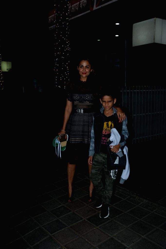 Amrita Arora seen with her son at Mumbai's Bandra