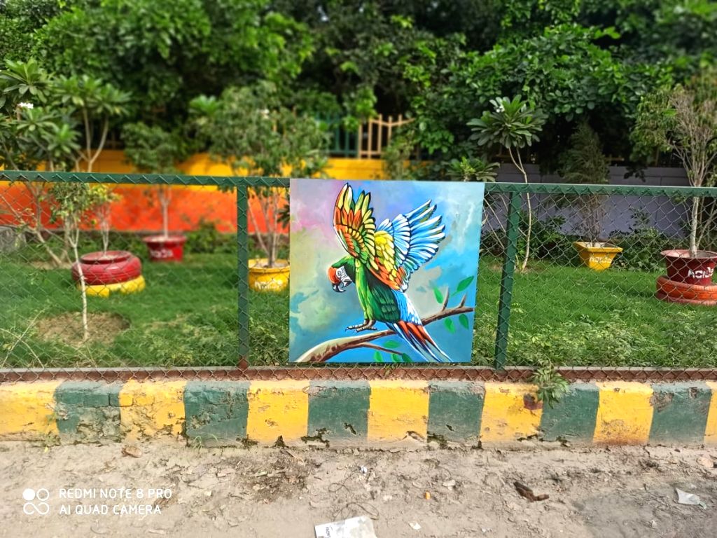 Free Photo: Noida: Adorable painting seen on flyover pillars