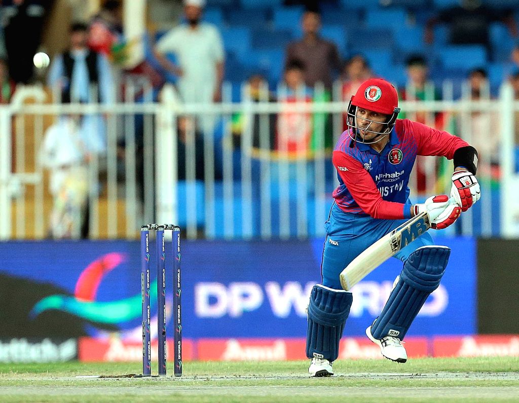:Sharjah:Afghanistan's Rahmanullah Gurbaz plays a shot during the T20 ...