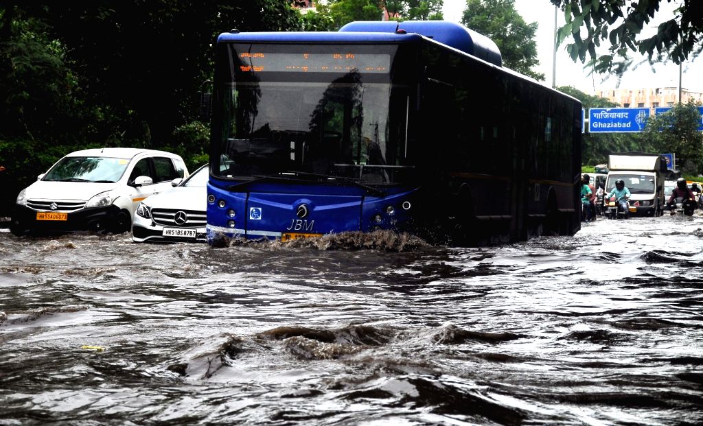 After rain water logging near WHO at Ring Road in New Delhi