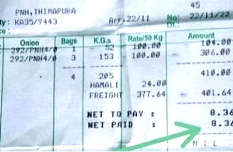 K'taka farmer gets Rs 8.36 for selling 205 kg onions, receipt goes viral