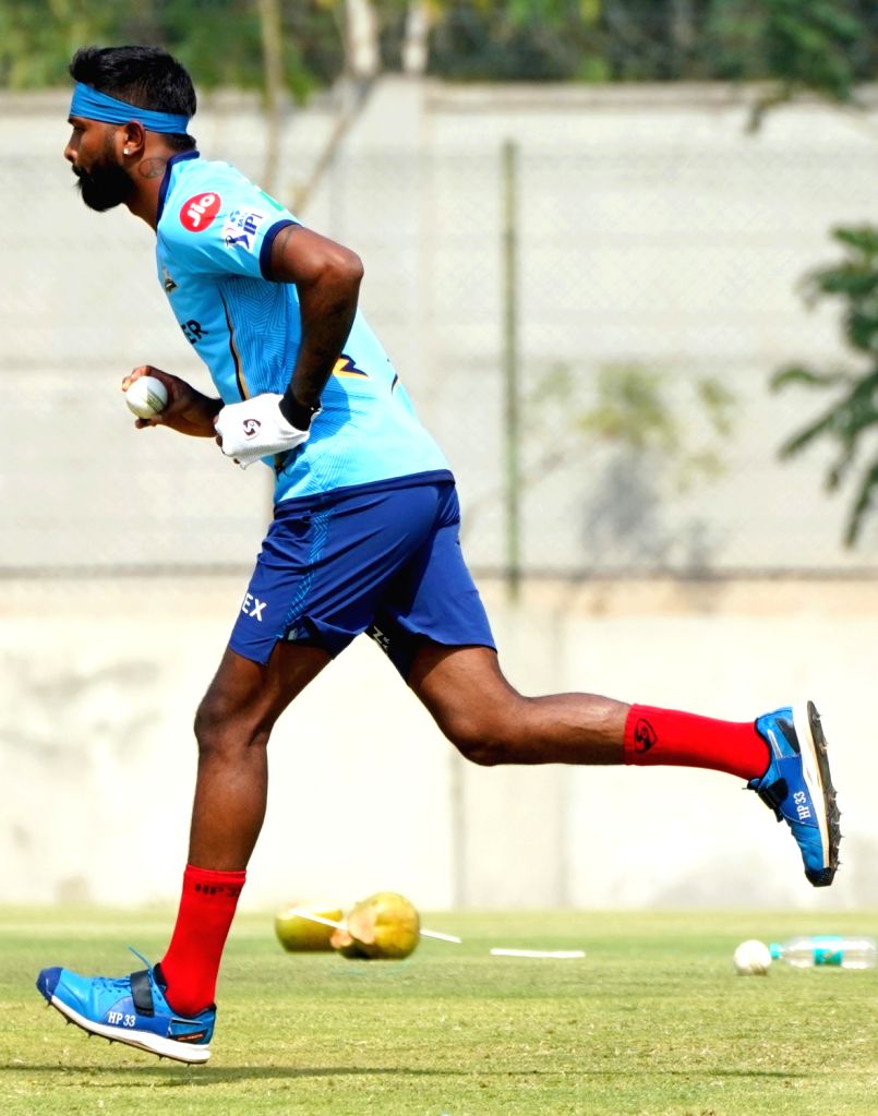 Ahmedabad : GT captain Hardik Pandya during a practice session
