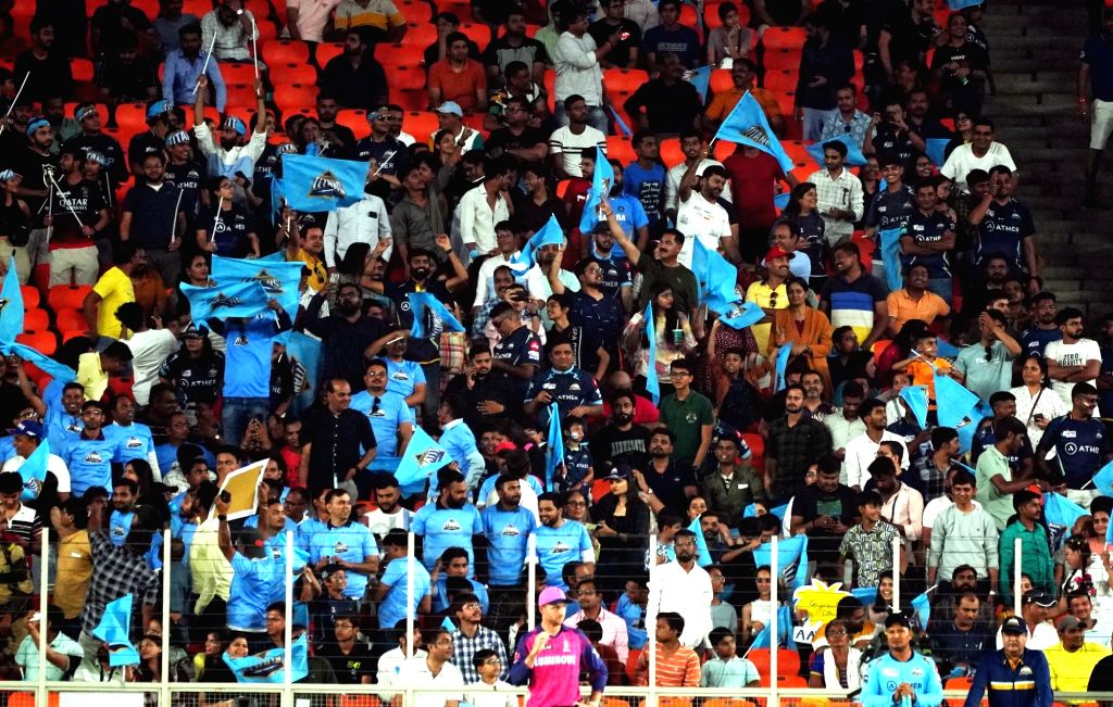 Ahmedabad : GT fans cheer for their team during the IPL 2023 match