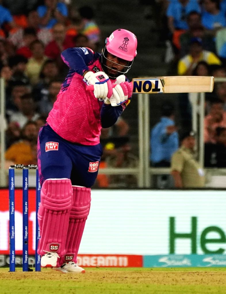 Ahmedabad : RR batsman Shimron Hetmyer plays a shot