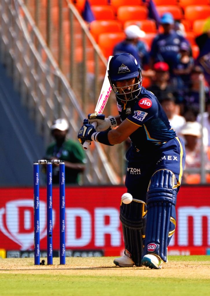 Ahmedabad : Wriddhiman Saha of Gujarat Titans plays a shot