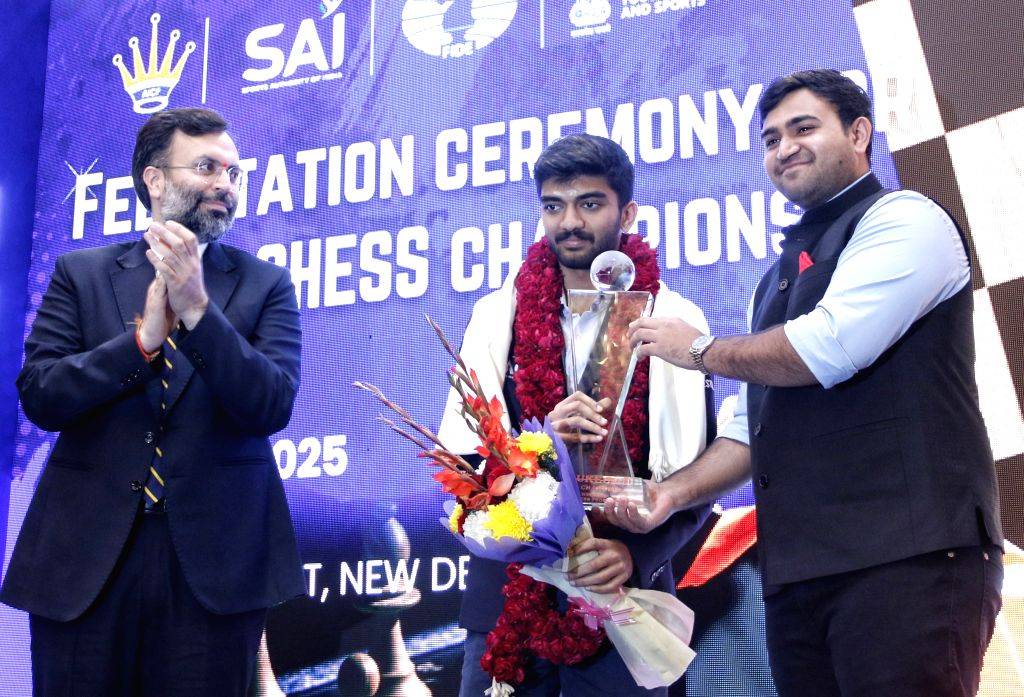 AICF President Nitin Narang and Secretary General Dev Patel felicitate ...