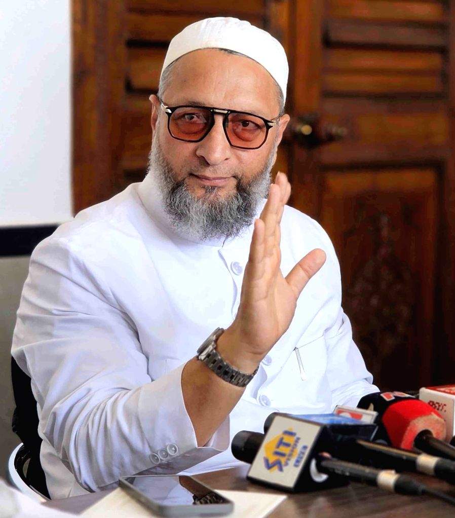 AIMIM President Asaduddin Owaisi addresses a press conference