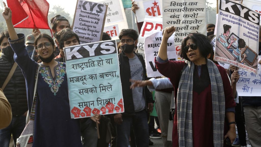 Protest against NEP 2020 in Delhi