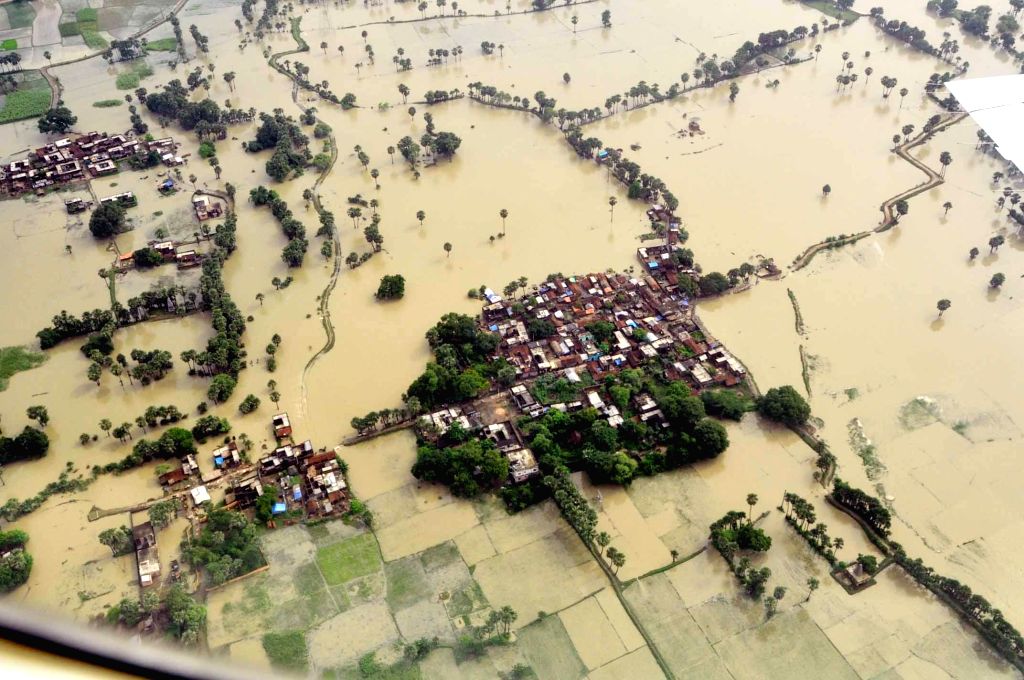 Aerial view of flood affected districts of Bihar