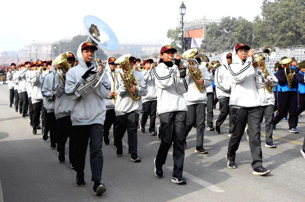 An all-women contingent march past during rehearsal for the Republic ...