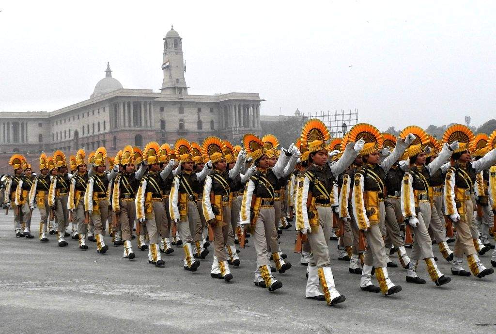 An all-women contingent march past during rehearsal for the Republic ...