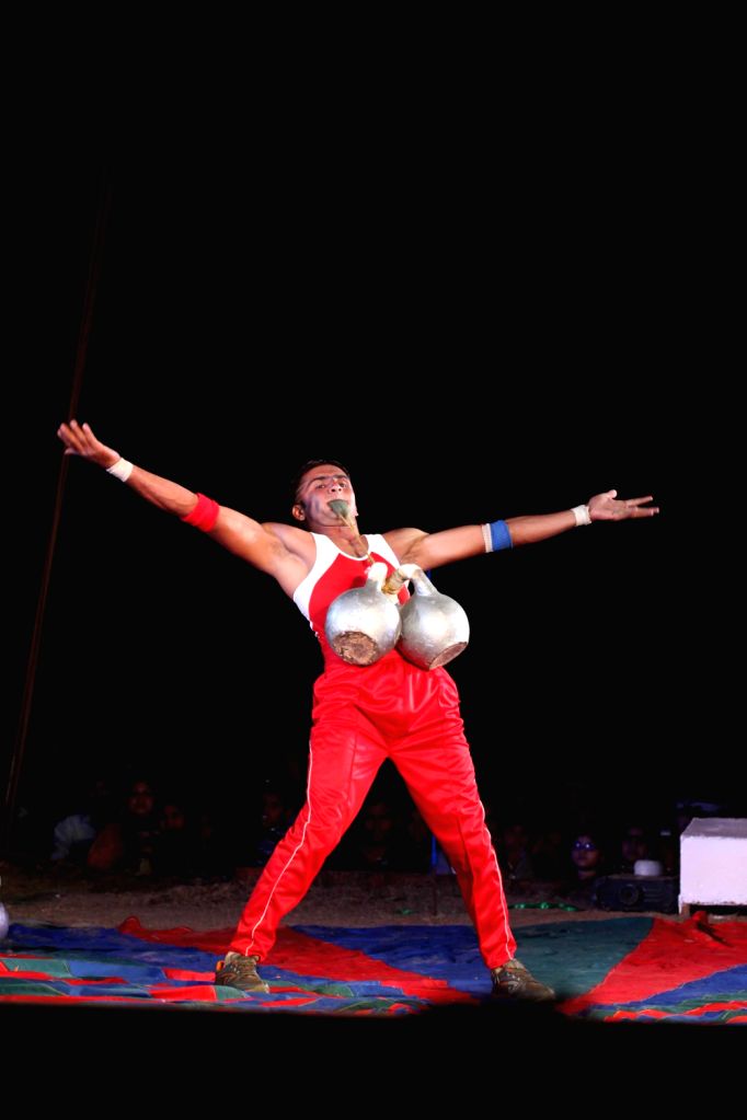 An artist performs during Ajanta circus