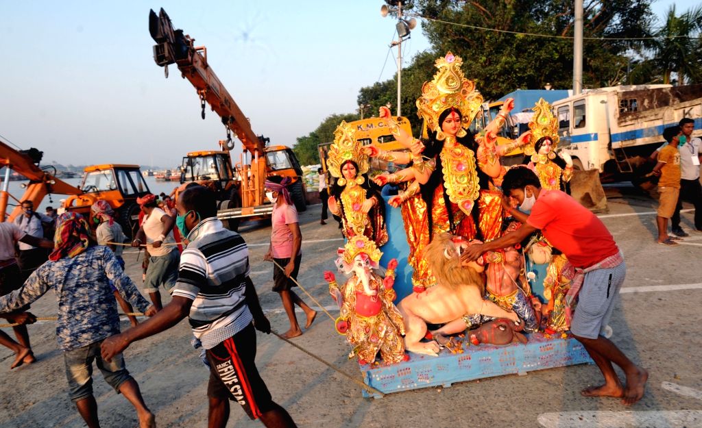 Durga idol immersion at river Ganga