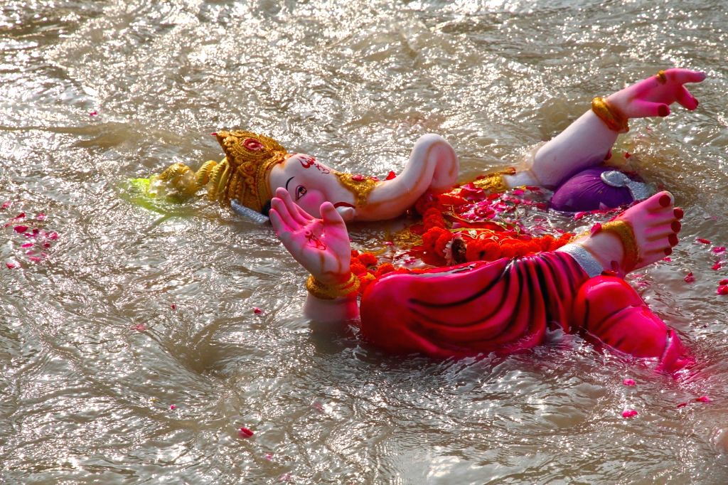: Haridwar: An idol of Lord Ganesh after the immersion in river Ganga