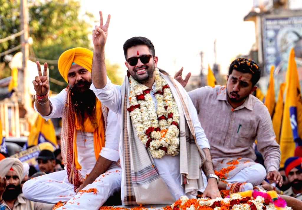 Anandpur Sahib: AAP MP Raghav Chadha participates in a roadshow in ...