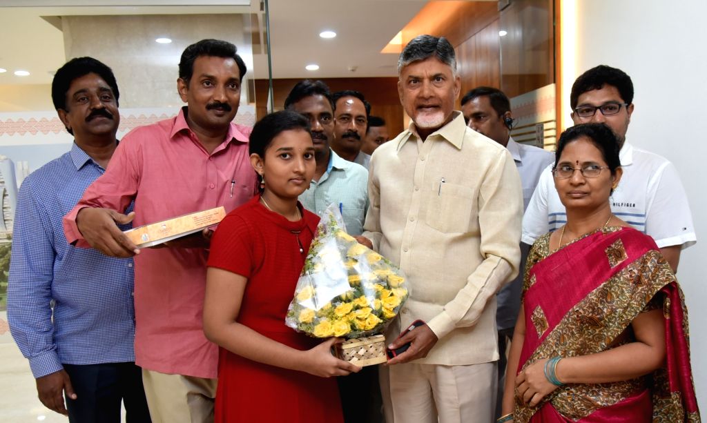 N. Chandrababu Naidu meets AP SSC topper