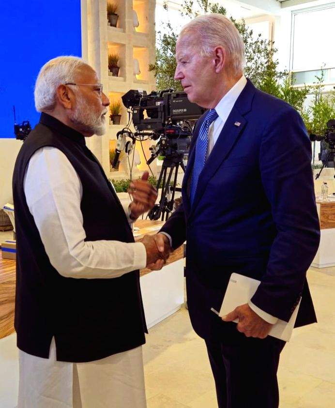 Apulia [Italy]: Prime Minister Narendra Modi meets US President Joe ...